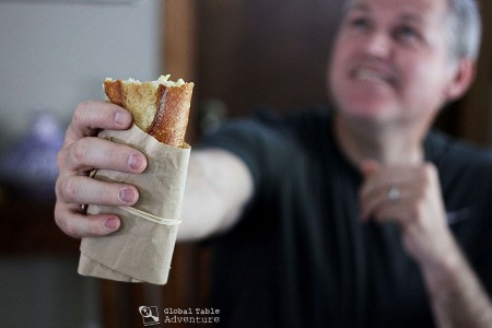 West African Toasted Baguette Sandwich with Spinach Scrambled Eggs ...