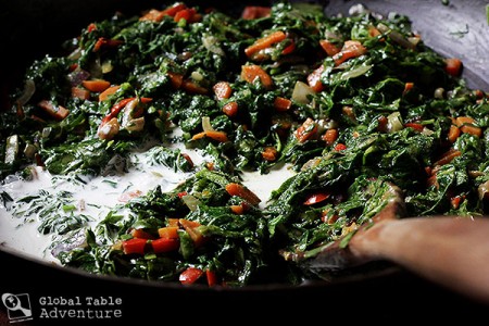 Greens with Veggies & Peanuts | Kisamvu | Global Table Adventure